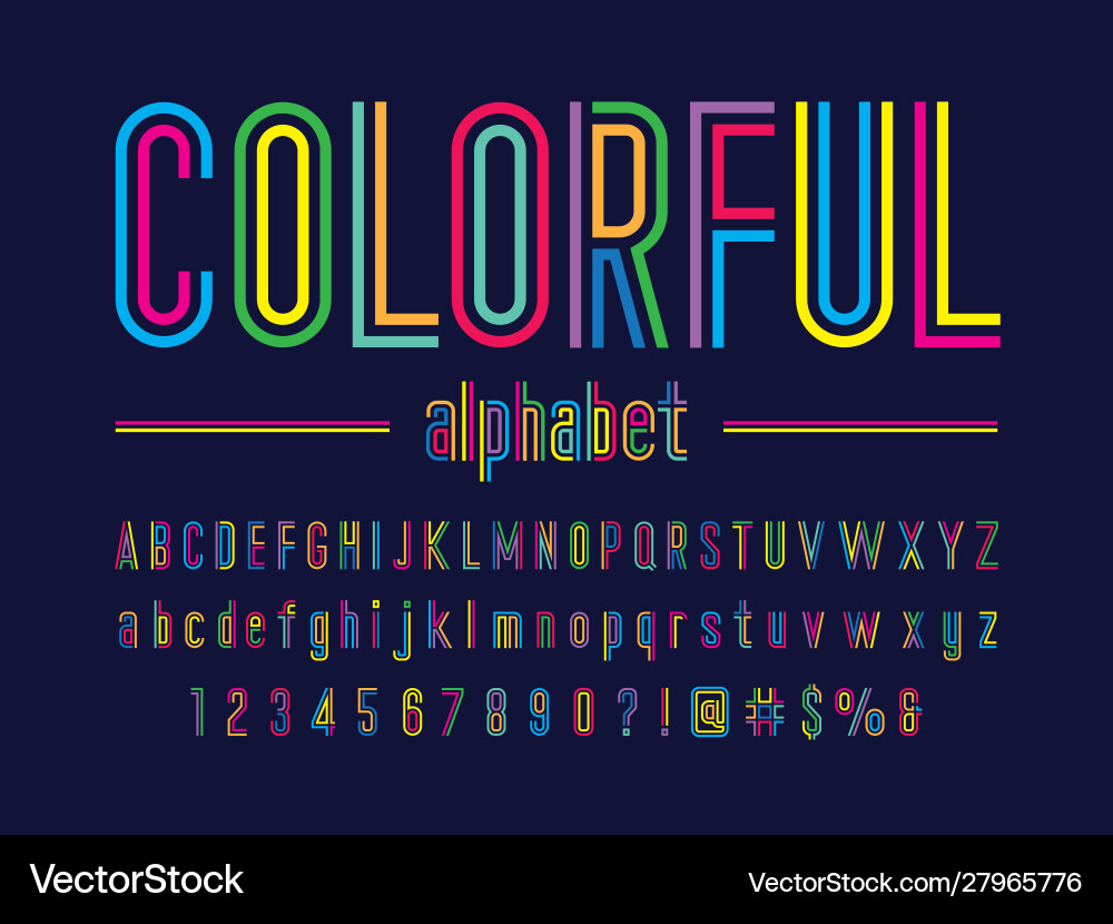 Colour font Royalty Free Vector Image - VectorStock