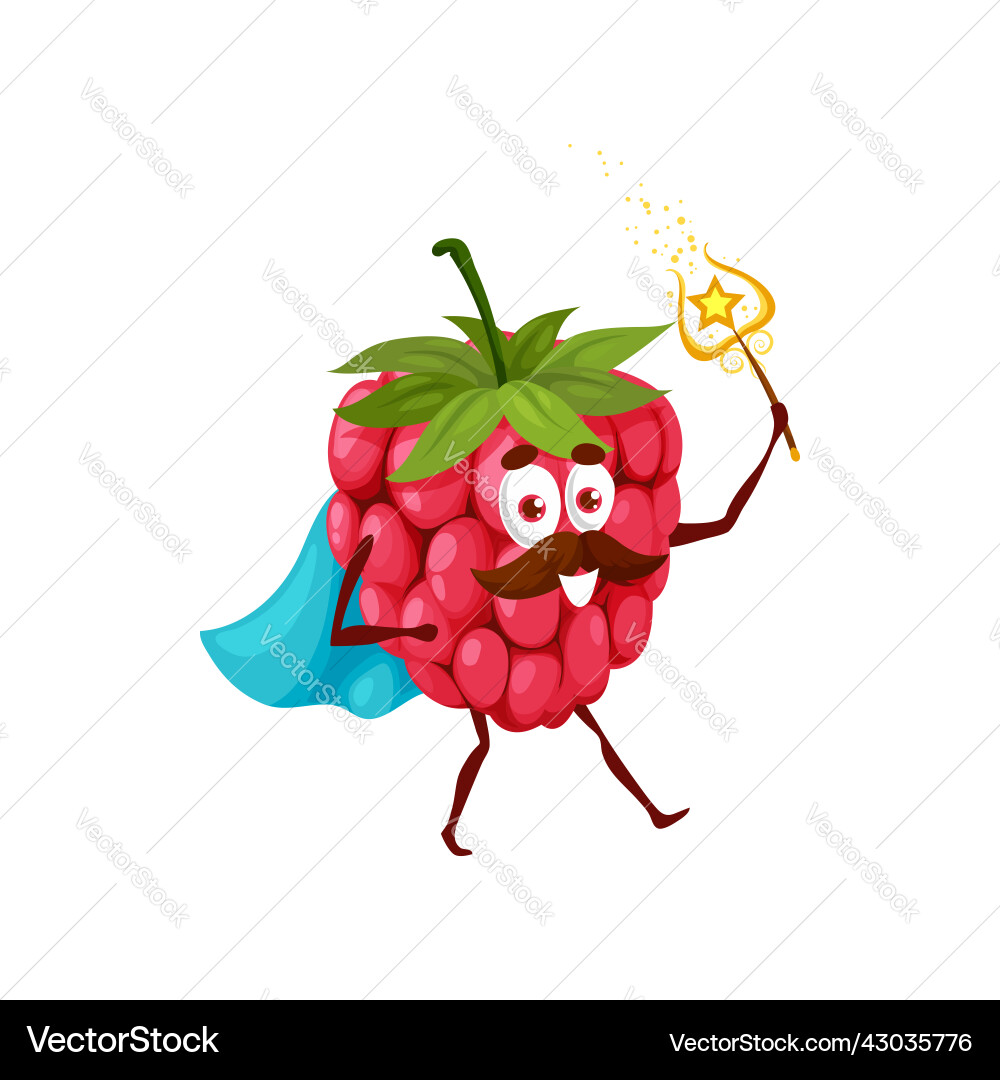 Funny raspberry magician in hat cartoon character Vector Image