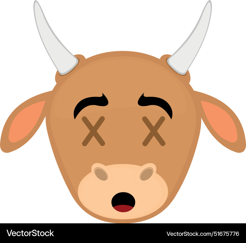 Head cow eyes crosses Royalty Free Vector Image