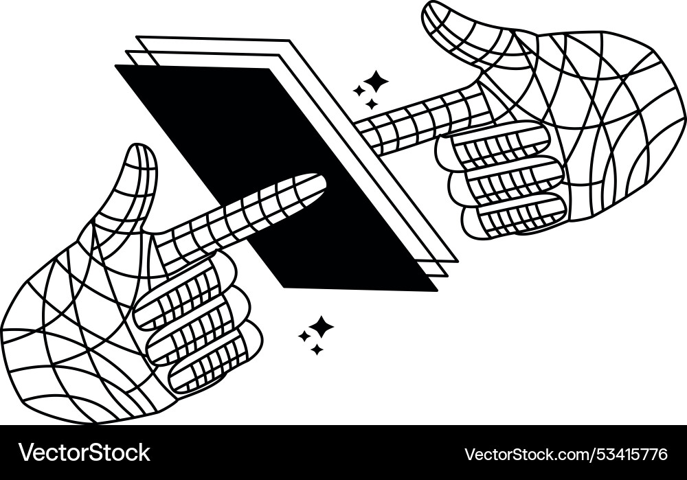 Multiverse hologram hands with mobile Royalty Free Vector