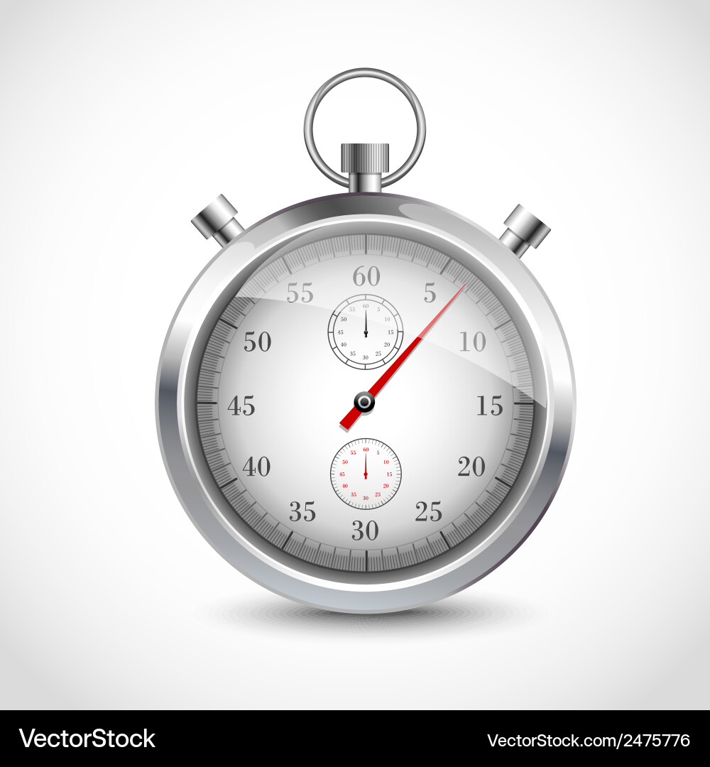 Realistic metallic stopwatch Royalty Free Vector Image