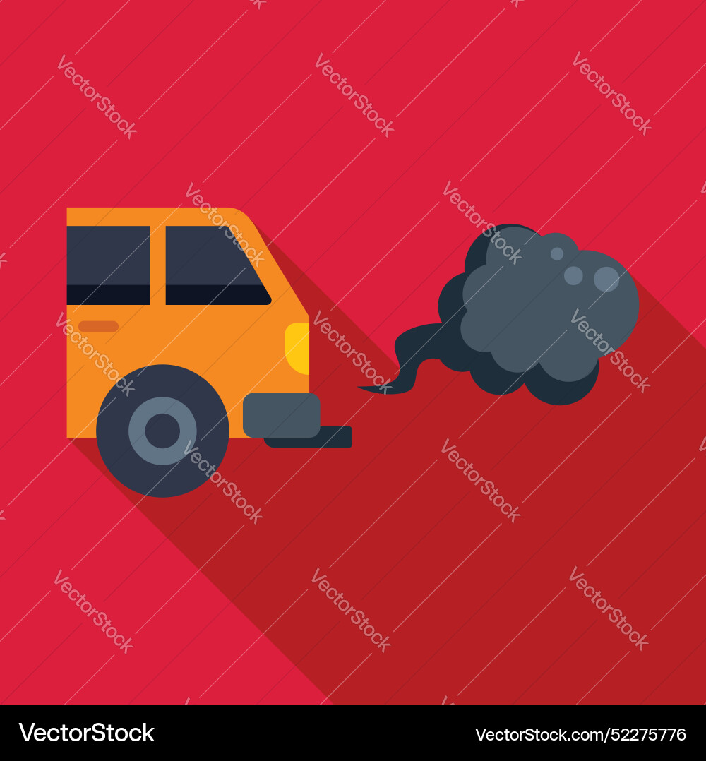 Yellow car emitting black smoke air pollution Vector Image