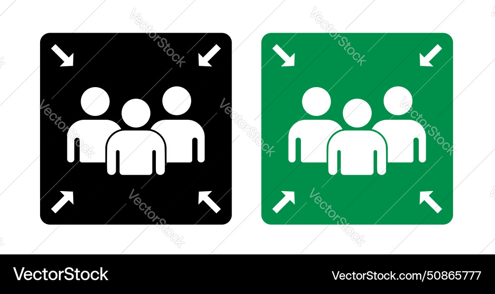 Assembly point icon set emergency fire meeting Vector Image