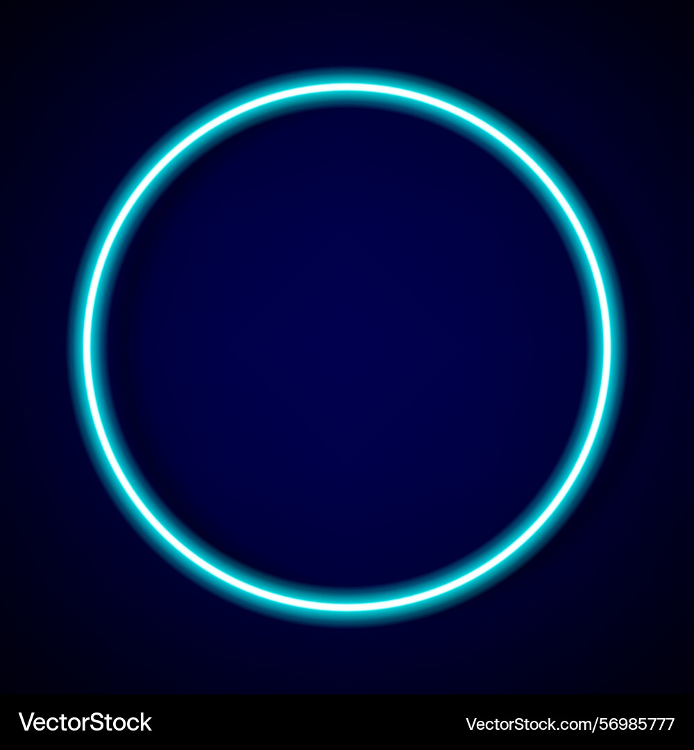 Circle blue neon tube frame with shadow for Vector Image