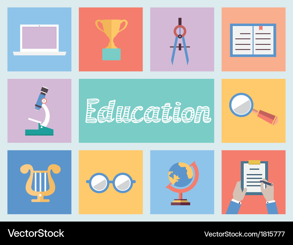 Concept of education flat style design Royalty Free Vector