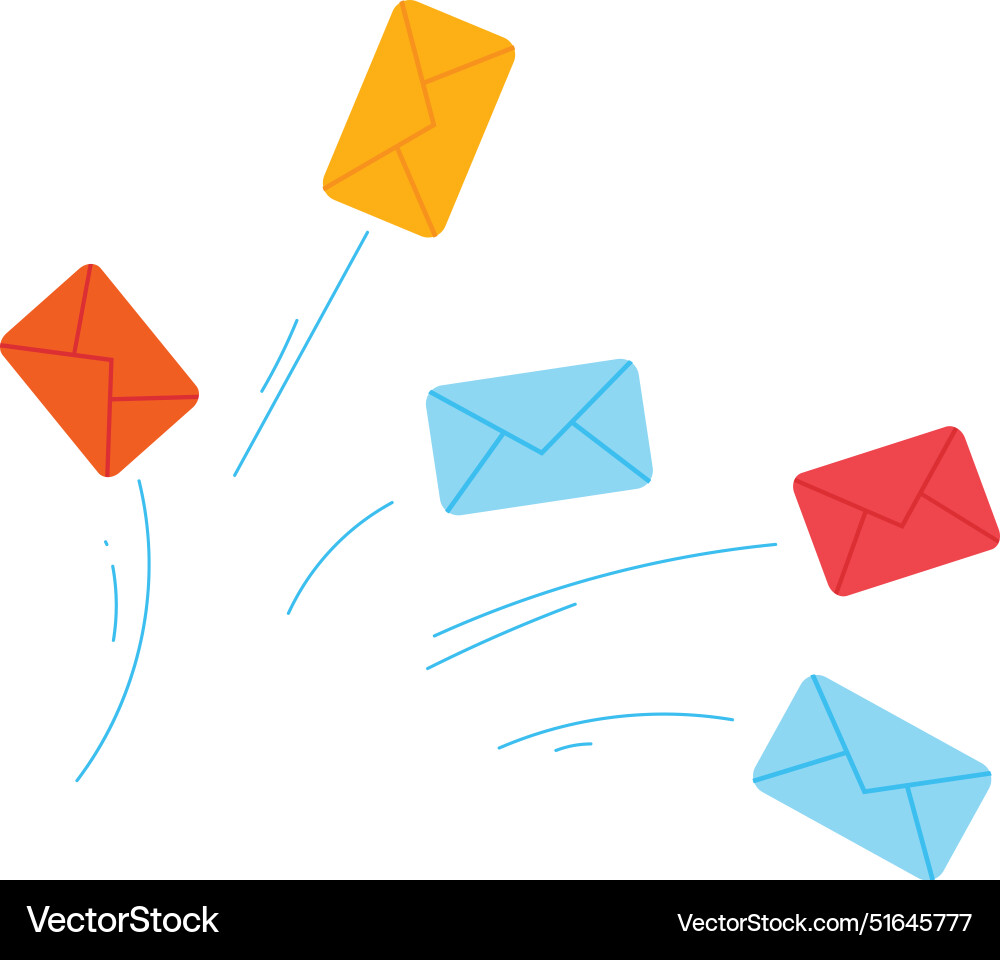 Flying envelopes animation digital communication Vector Image