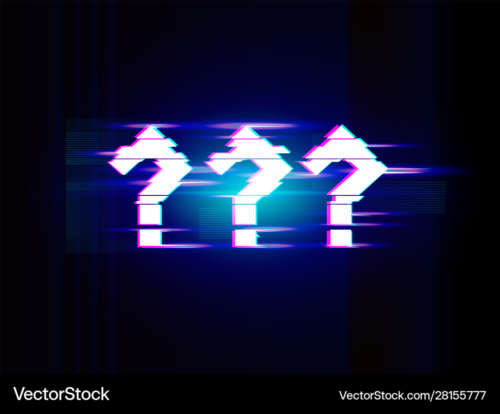 Glitch Question Marks - Digital Effect Royalty Free Vector