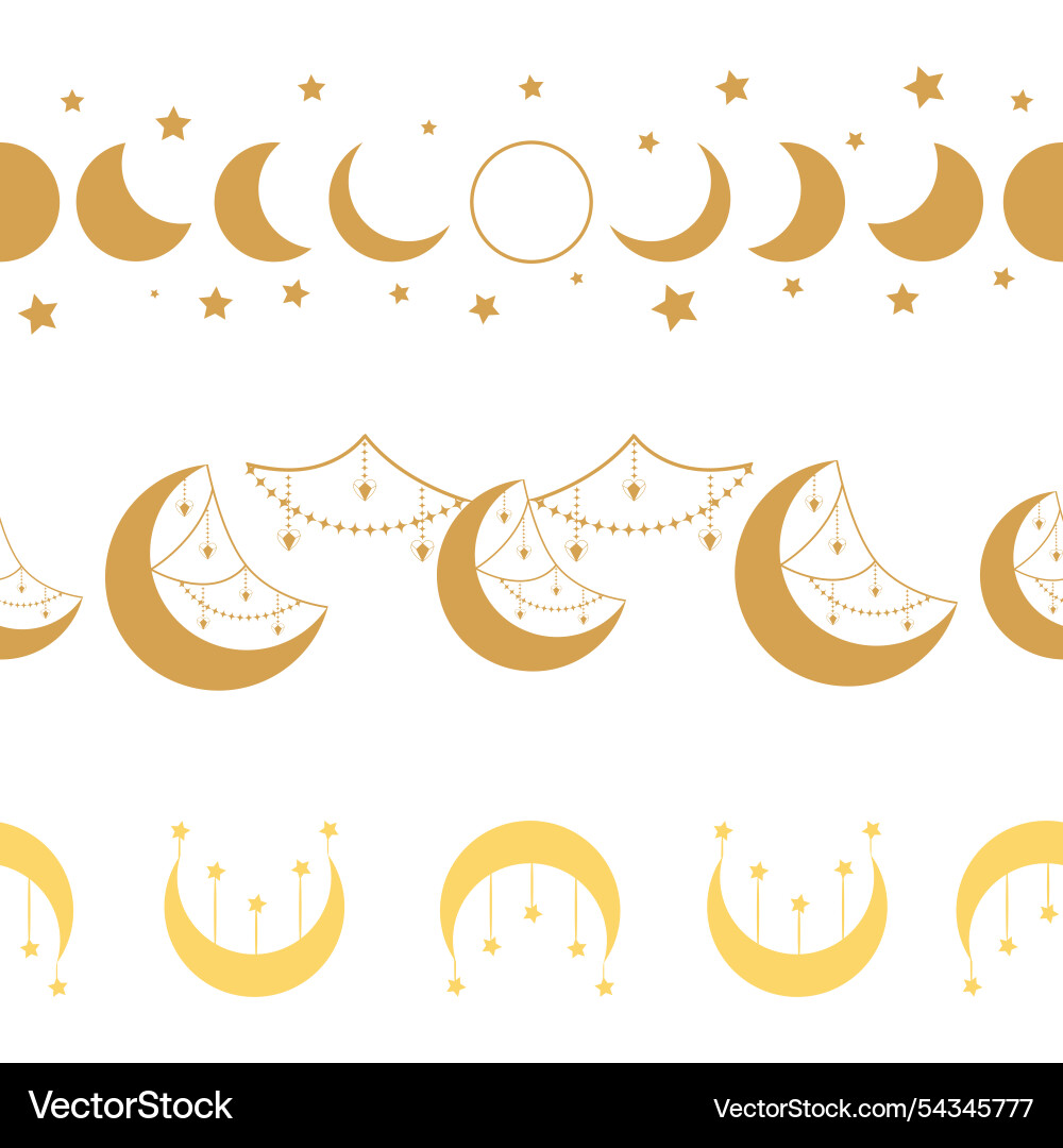 Horizontal border set magic and heavens seamless Vector Image