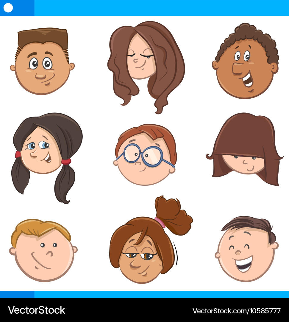 Kids cartoon characters set Royalty Free Vector Image