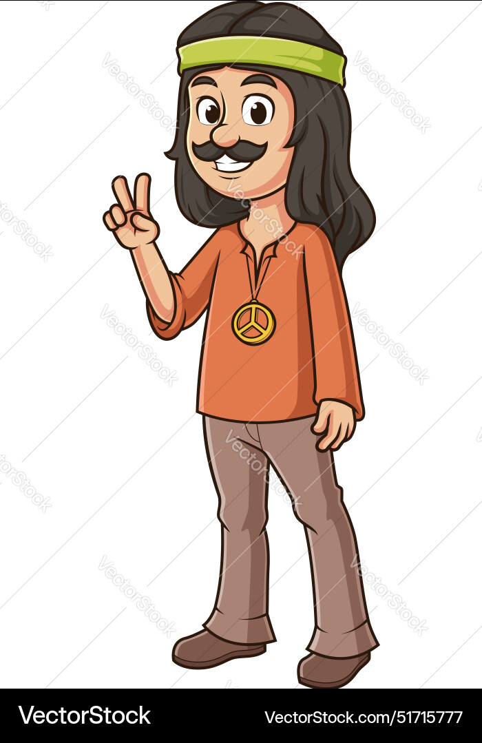 Retro Hippie Cartoon Character Royalty Free Vector Image