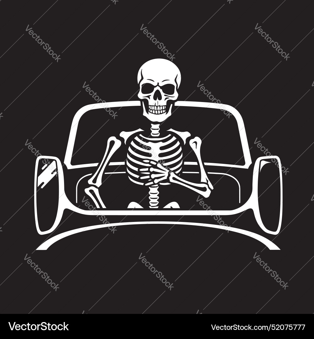 Skele wheels skeleton driving car icon logo Vector Image
