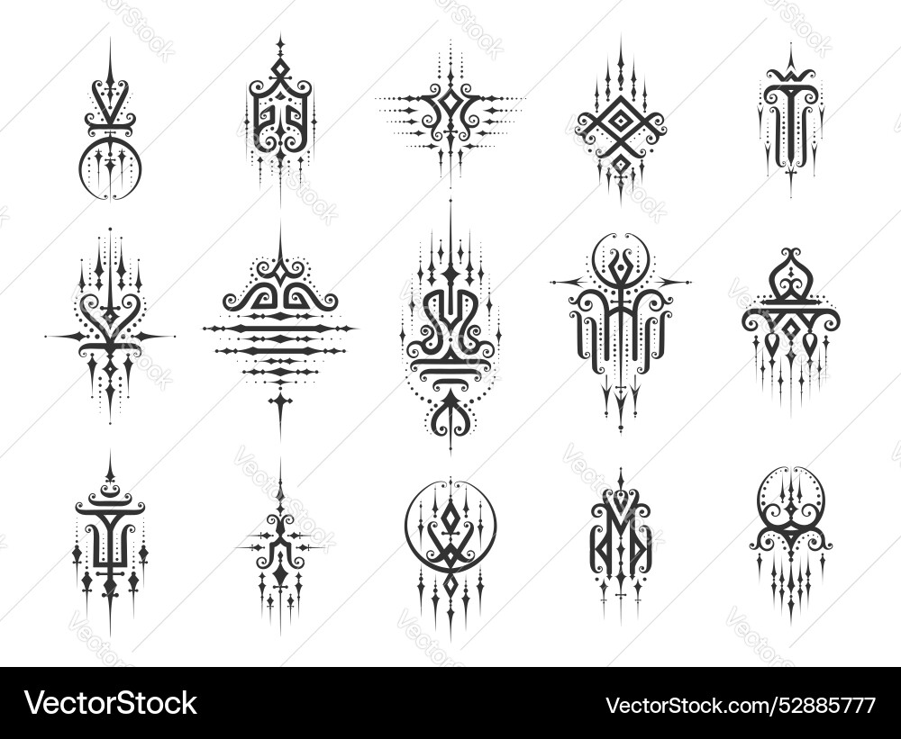 Thai Yant & Sak Yant Symbole Lizenzfreies Vektorbild