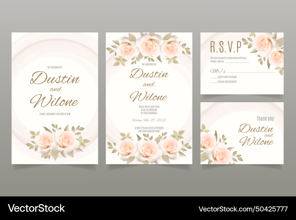 Wedding invitation template with peace roses Vector Image