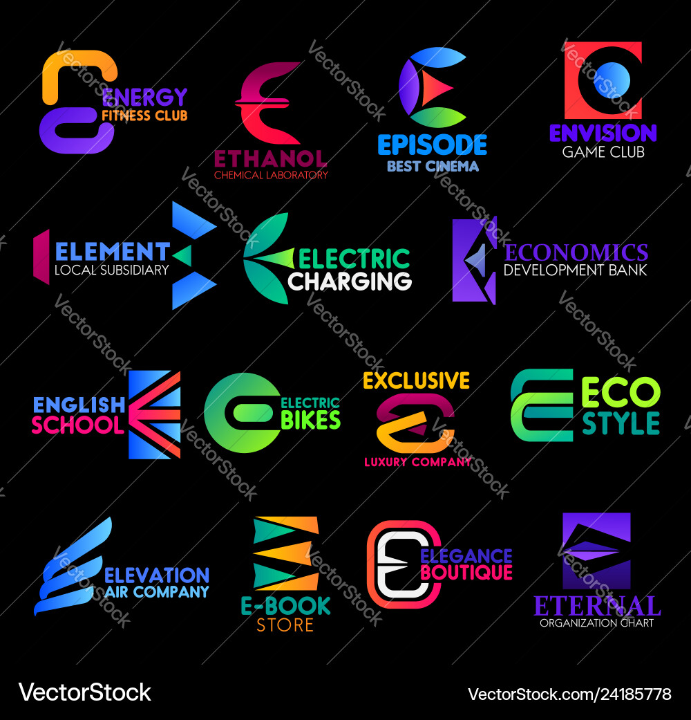 E icons digital technology corporate identity Vector Image