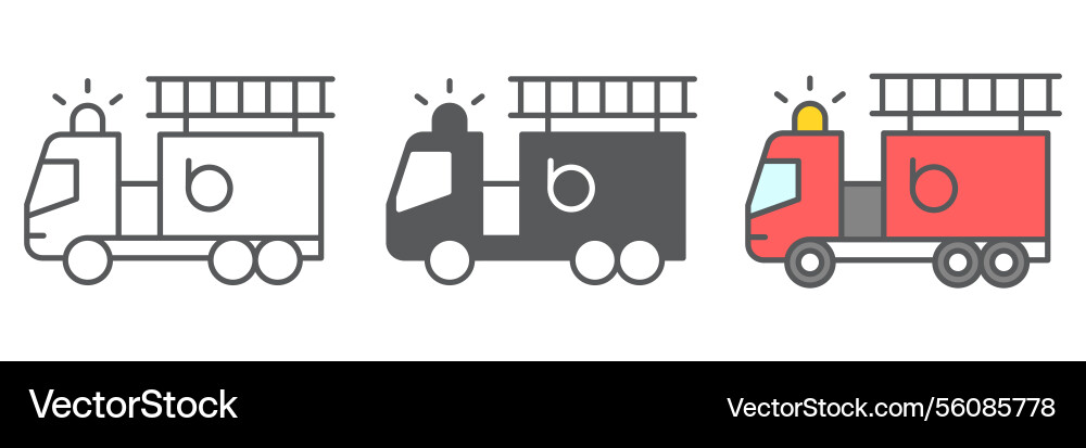 Fire engine icon collection transportation Vector Image