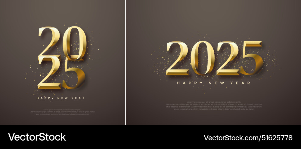 Golden number 2025 with classic sparkling Vector Image