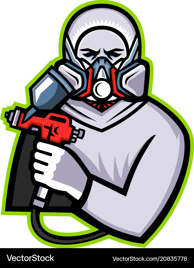Industrial spray painter mascot Royalty Free Vector Image