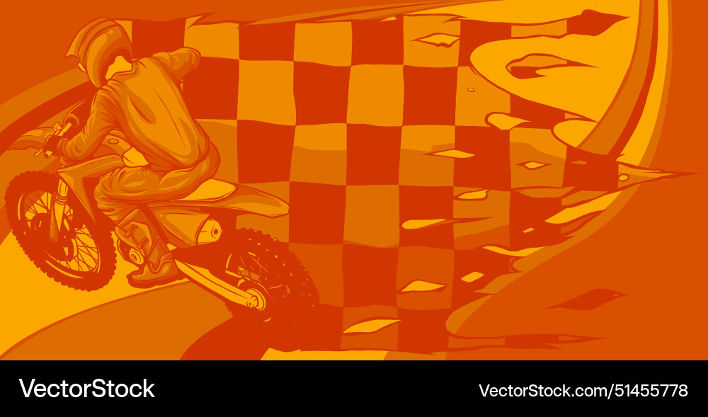 Motocross with race flag Royalty Free Vector Image
