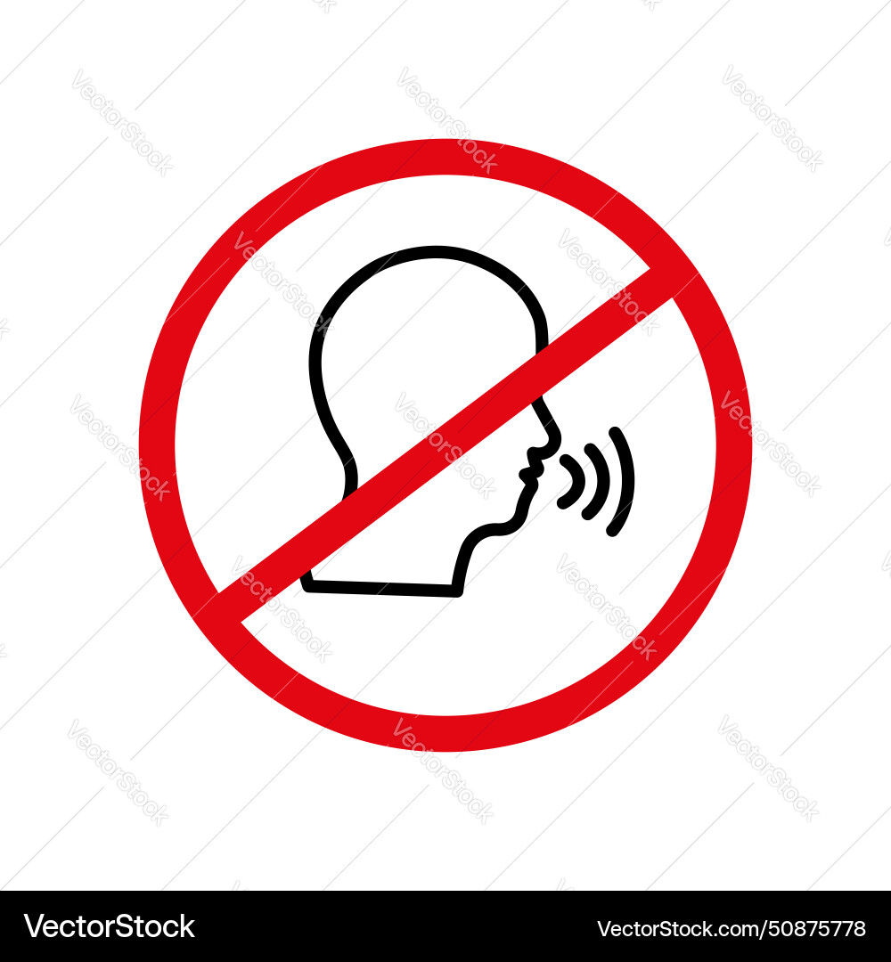 No talking sign icon set silence and quiet symbol Vector Image