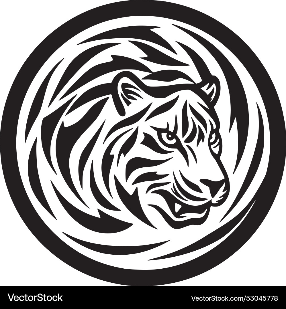 Tiger - minimalist and flat logo Royalty Free Vector Image