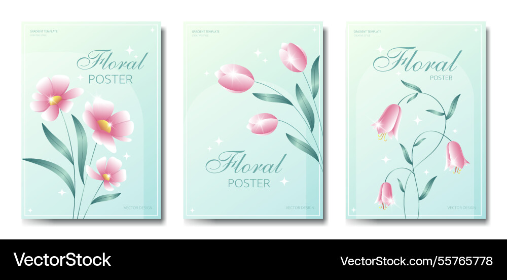 Trendy Floral Gradient Templates Royalty Free Vector Image