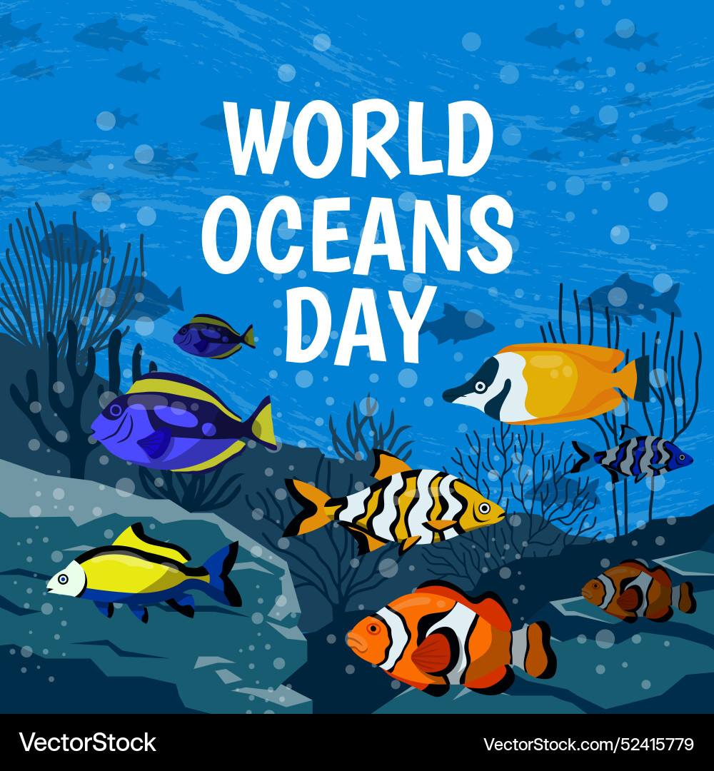Drawing of world oceans day theme Royalty Free Vector Image