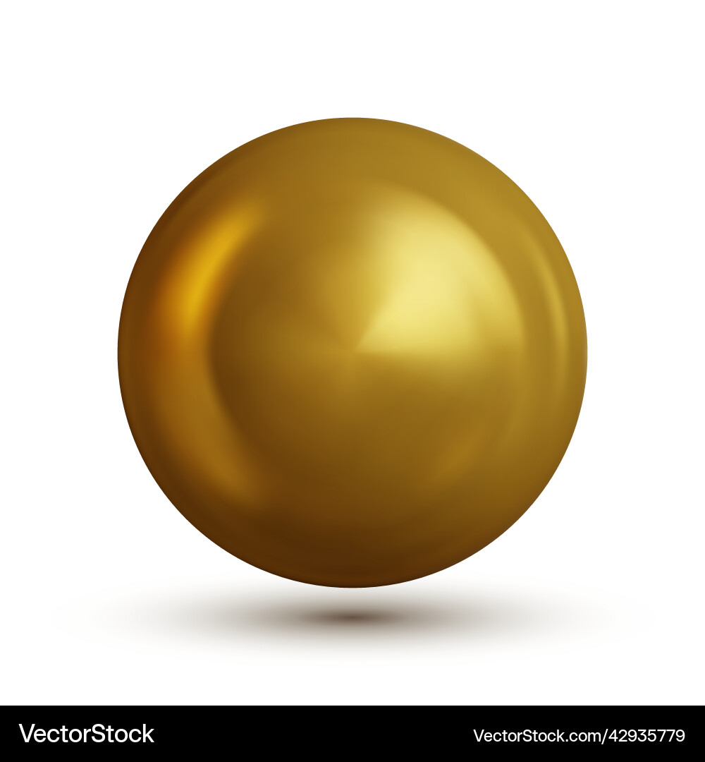 Gold sphere with shadow isolated on white Vector Image