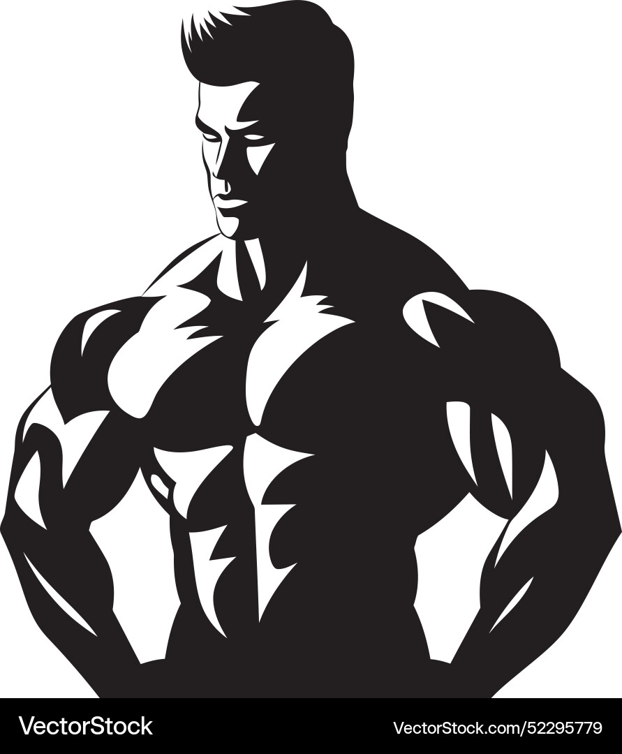 Ink Eisen dynamische Bodybuilder Artmonochrom Vektorbild