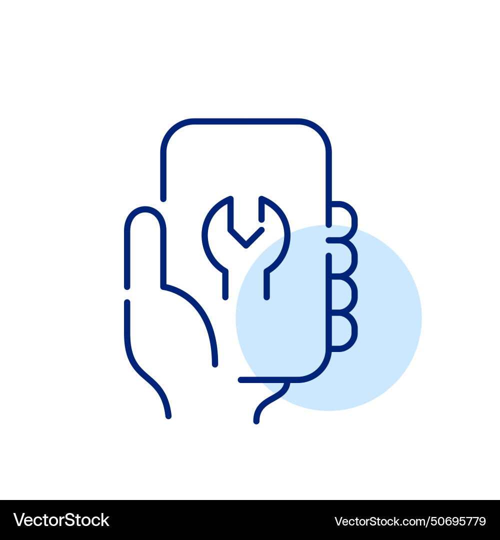 Mobile maintenance hand holding smartphone Vector Image