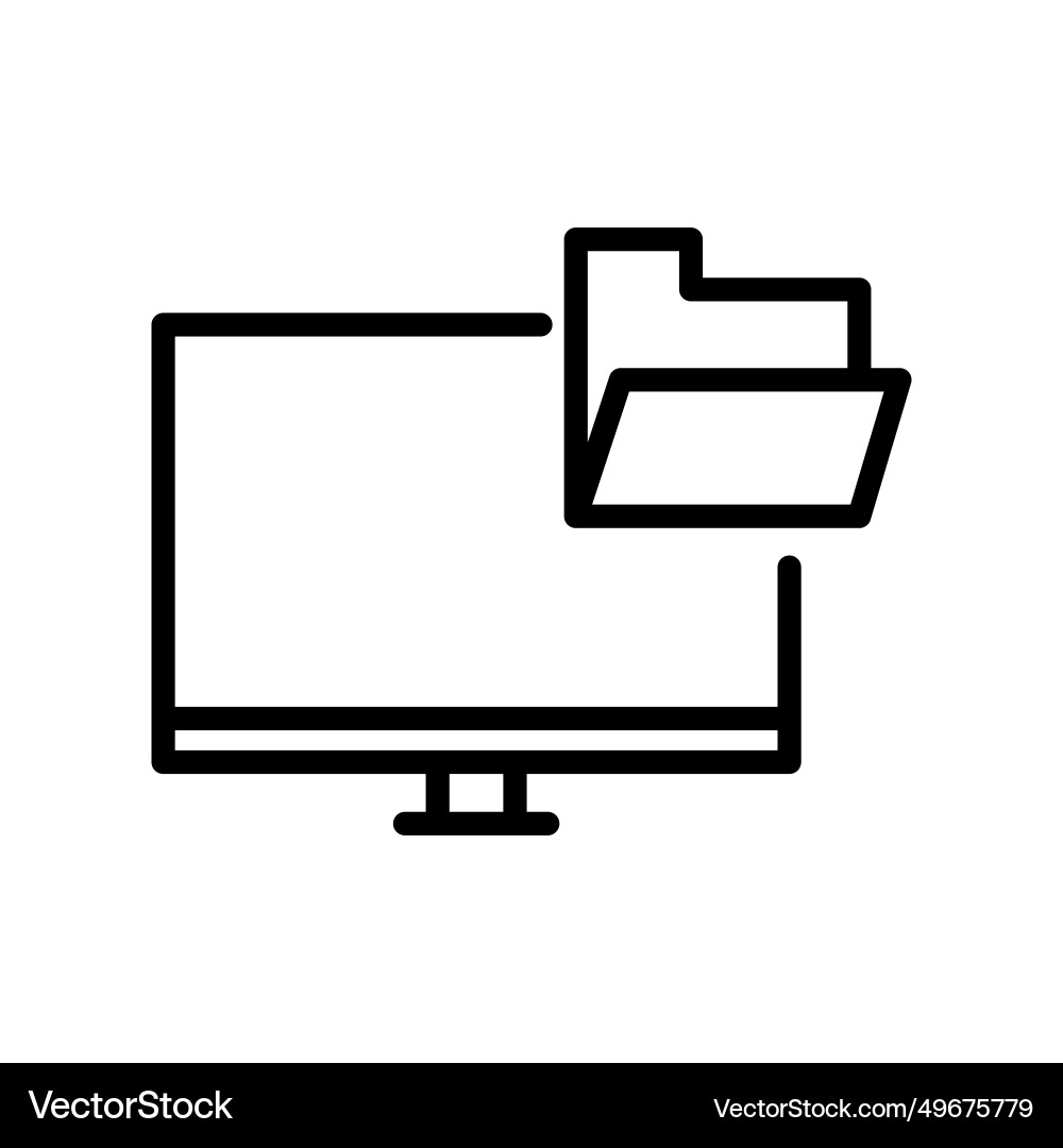 Monitor folder line icon logo Royalty Free Vector Image
