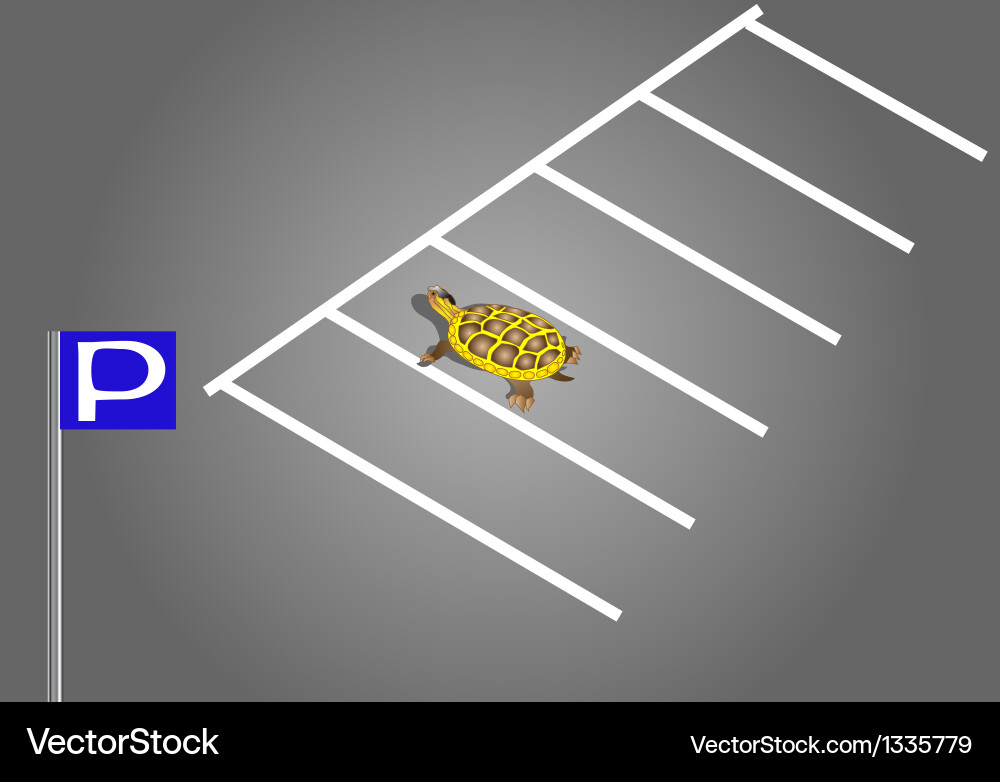 Turtle in the parking lot Royalty Free Vector Image