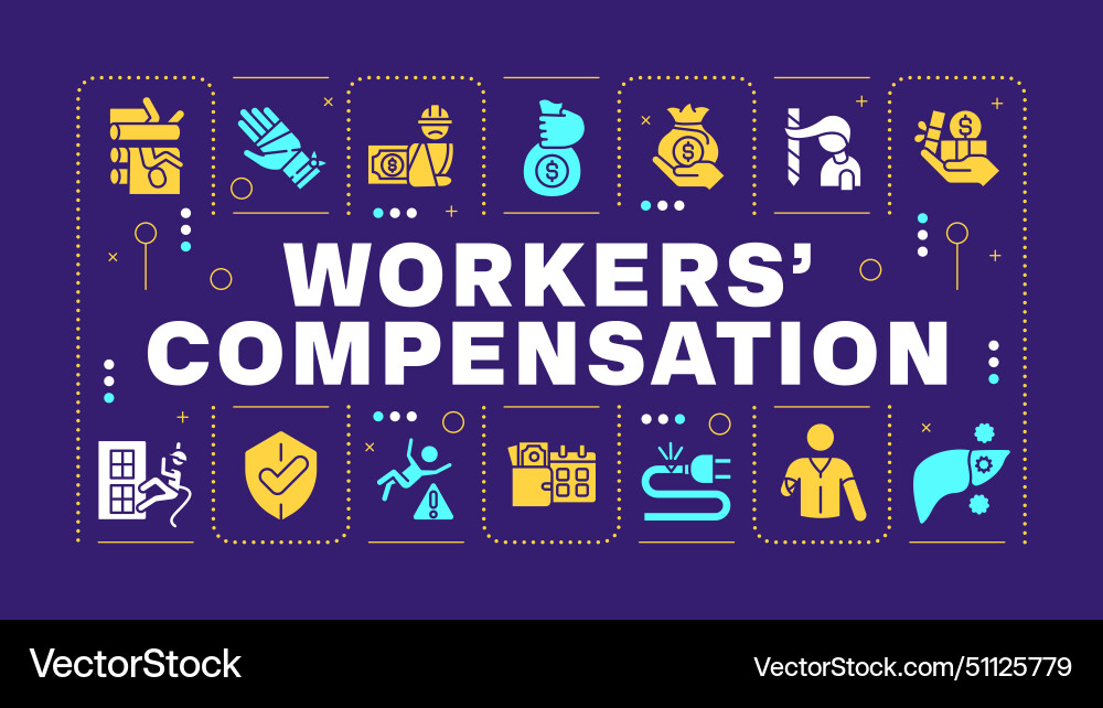 Workers compensation yellow word concept Vector Image