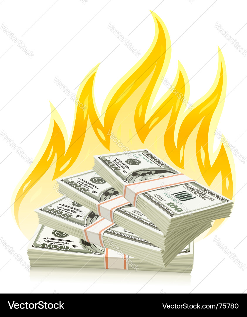 Burning money Royalty Free Vector Image - VectorStock
