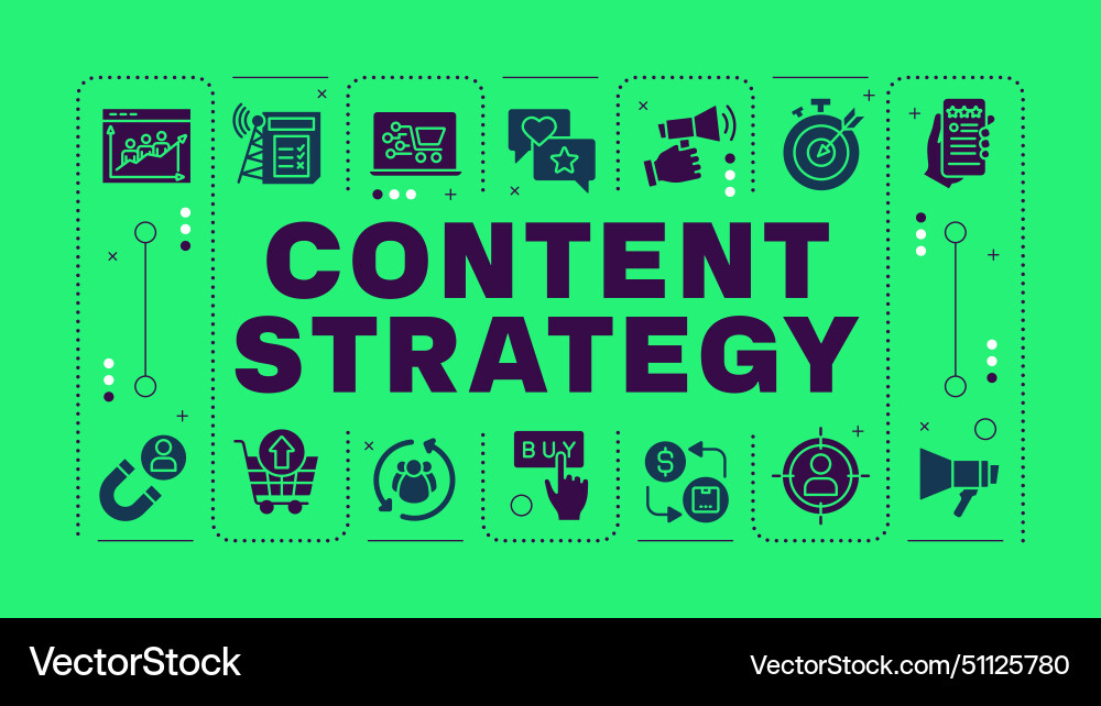 Content strategy turquoise word concept Royalty Free Vector