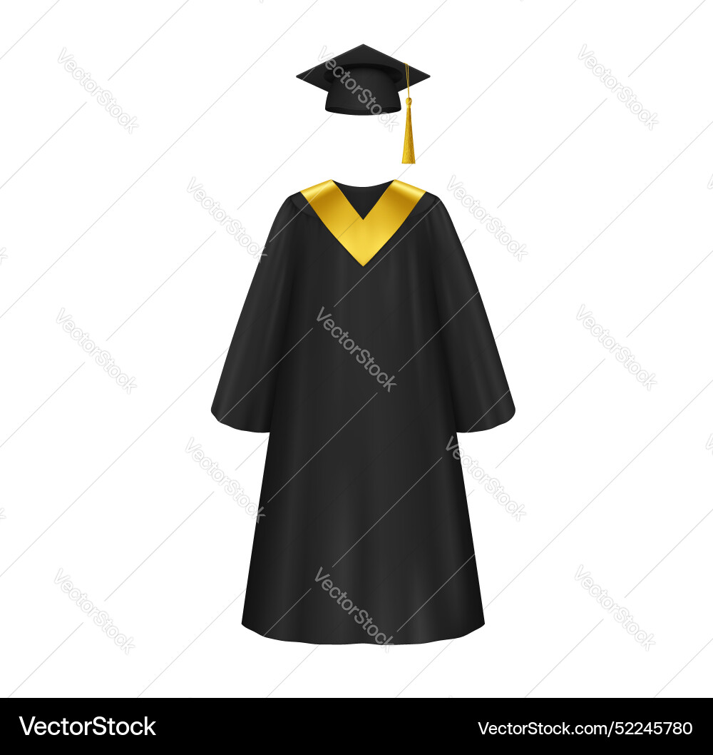Graduation Gown and Cap - Realistic Apparel Vector Image