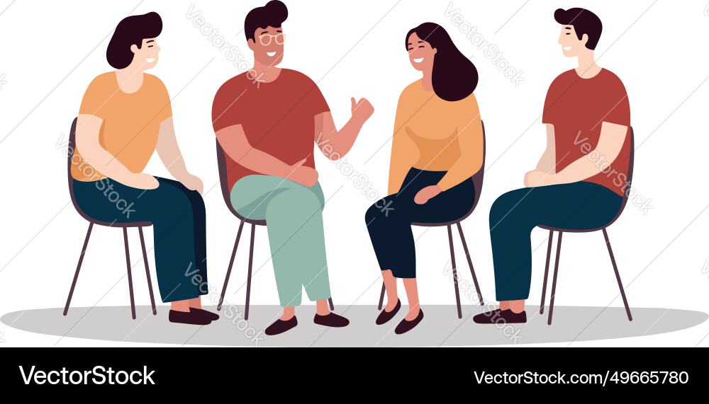 Group of people having a nice discussion at work Vector Image