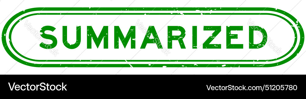 Grunge green summarized word rubber seal stamp Vector Image