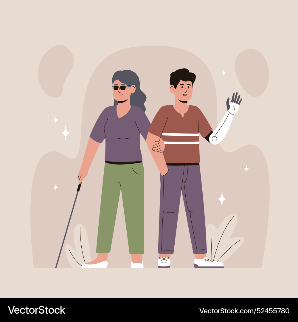 Hand drawn people with disabilities Royalty Free Vector
