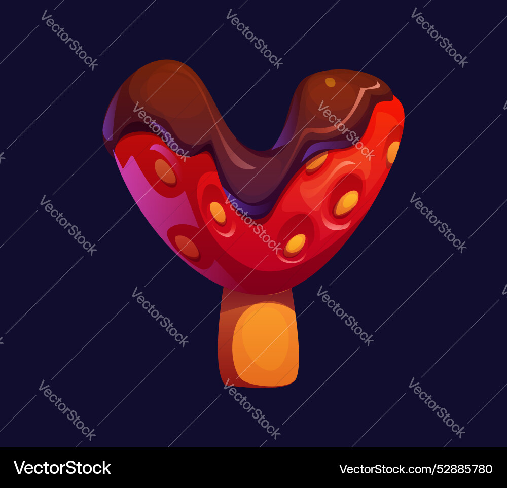 Letter y as strawberry with chocolate alphabet Vector Image
