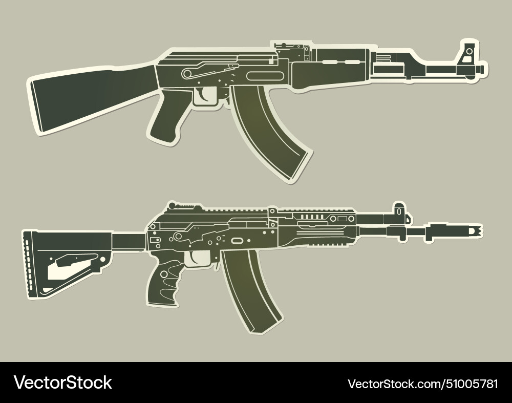 Ak-47 and ak-12 sticker Royalty Free Vector Image