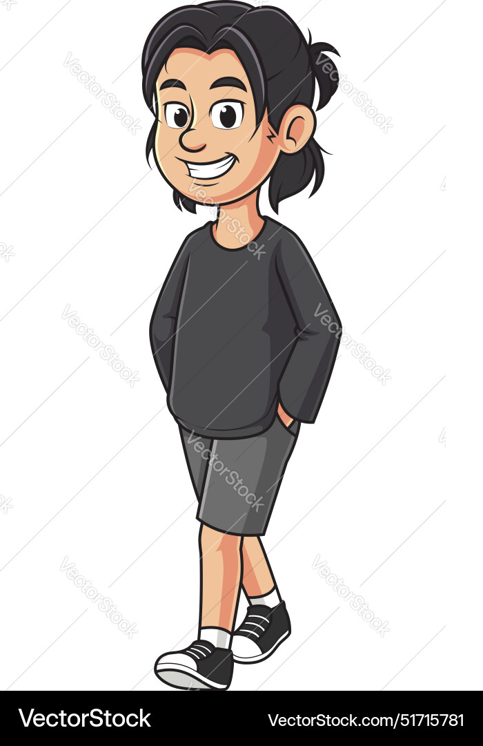 Asian man walking cartoon Royalty Free Vector Image