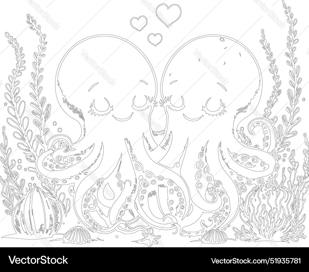 Cute octopus love stock Royalty Free Vector Image