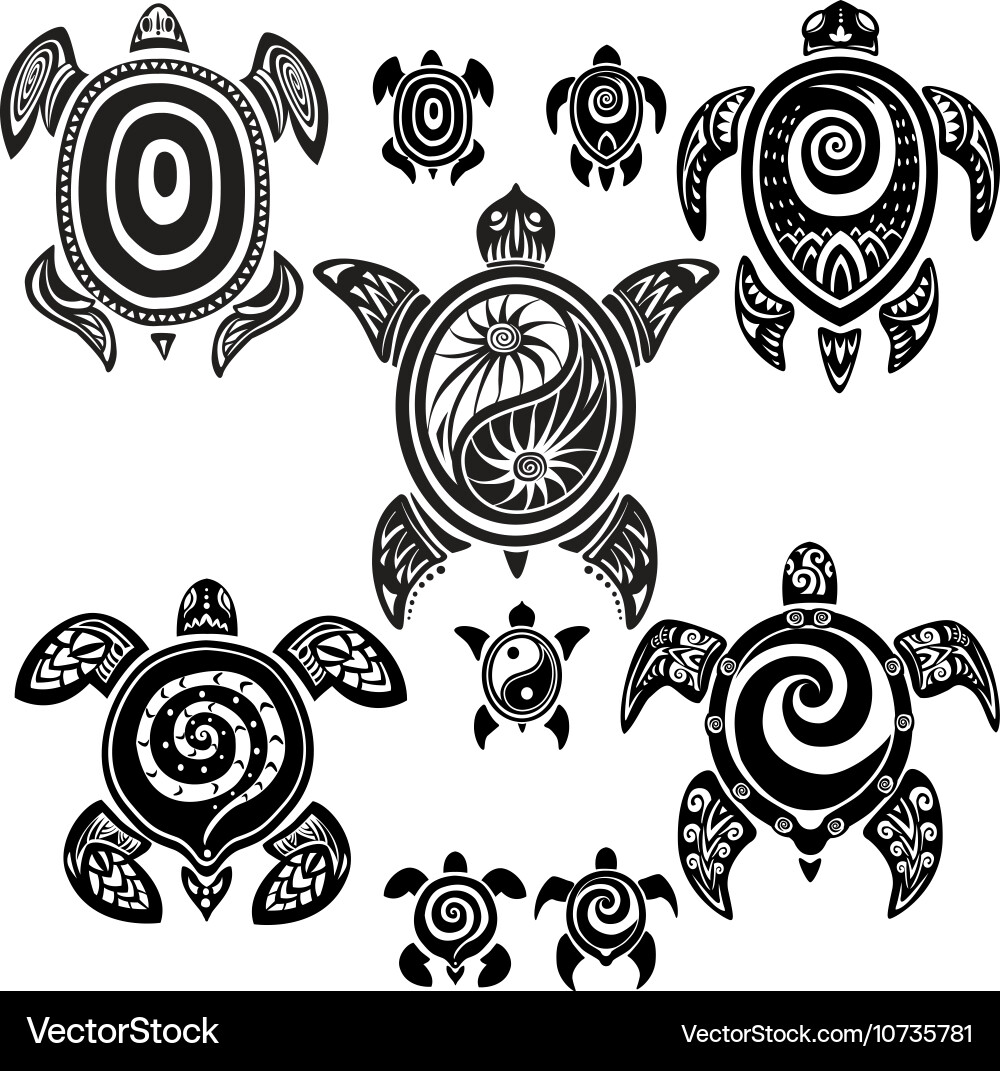 Decorative turtles Royalty Free Vector Image - VectorStock