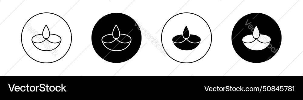Diya Lamp Icon Set - Diwali & Deepavali Vector Image