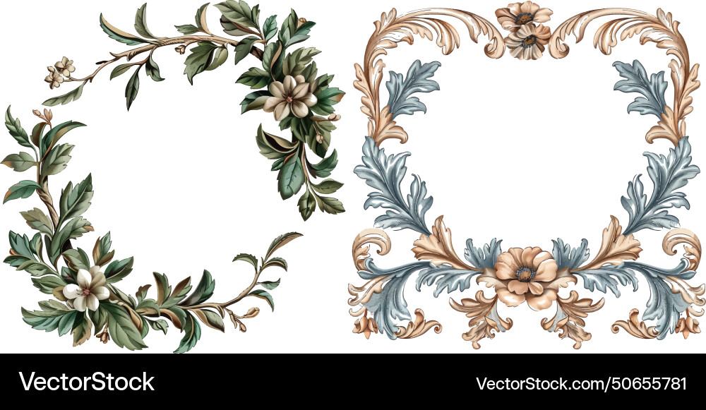 Floral antique frame Royalty Free Vector Image