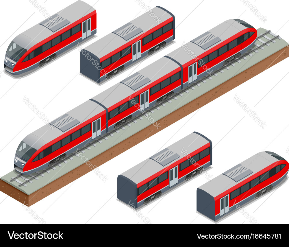 Isometric train tracks and modern high speed Vector Image