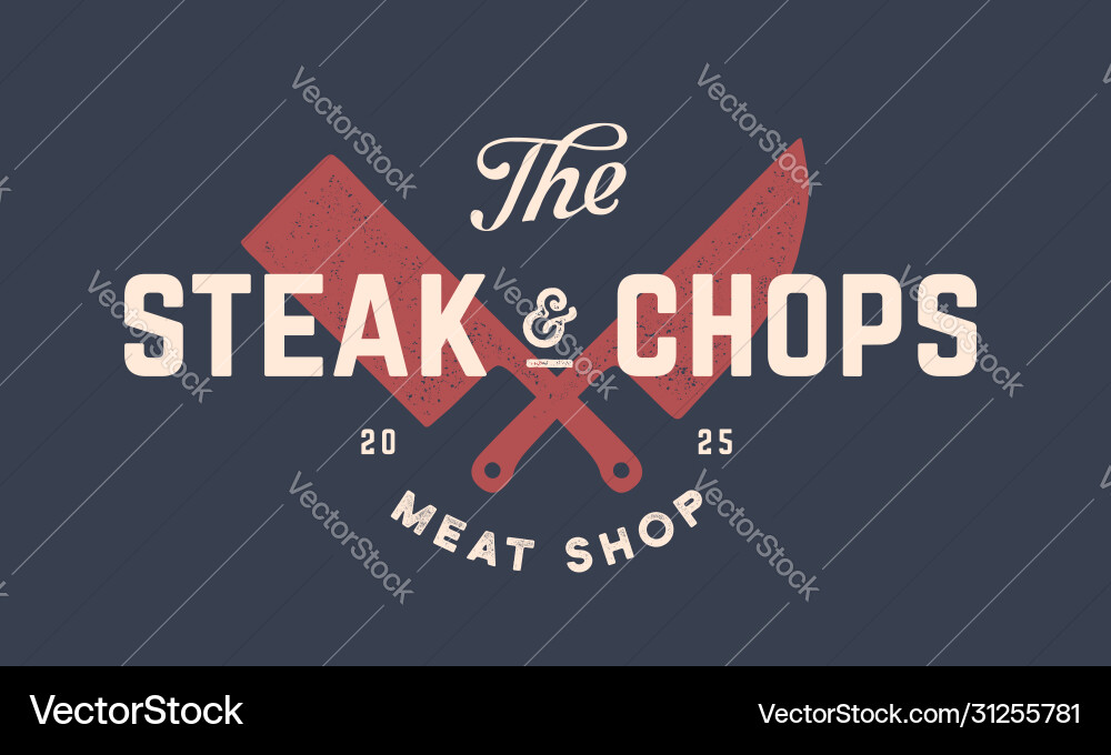 Label logo butchery meat shop Royalty Free Vector Image