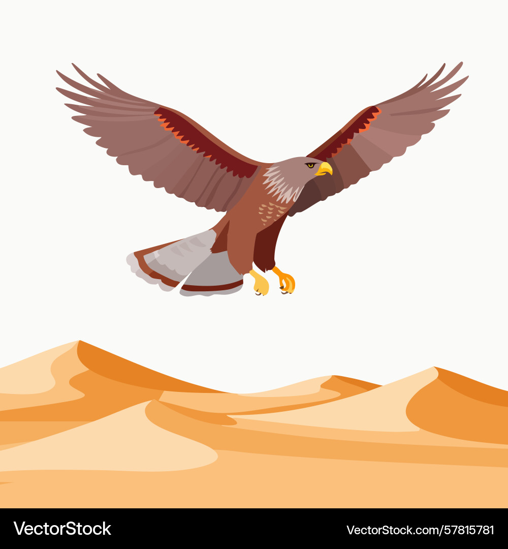 Majestic eagle soaring above desert dunes – Royalty-Free Vector | VectorStock