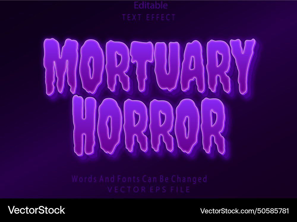 Mortuary horror editable text effect emboss Vector Image