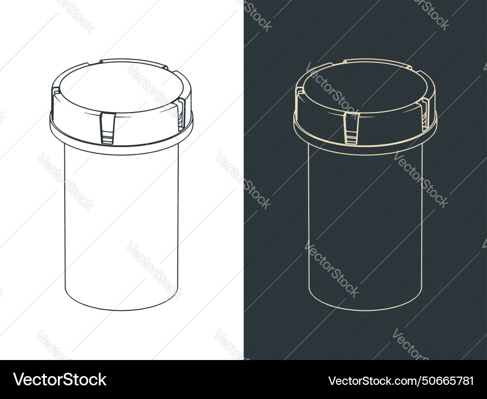 Pill jar blueprints Royalty Free Vector Image - VectorStock
